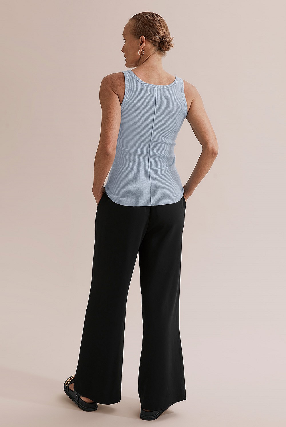 Ice Blue Merino Wool Silk Tank - Knitwear | Country Road