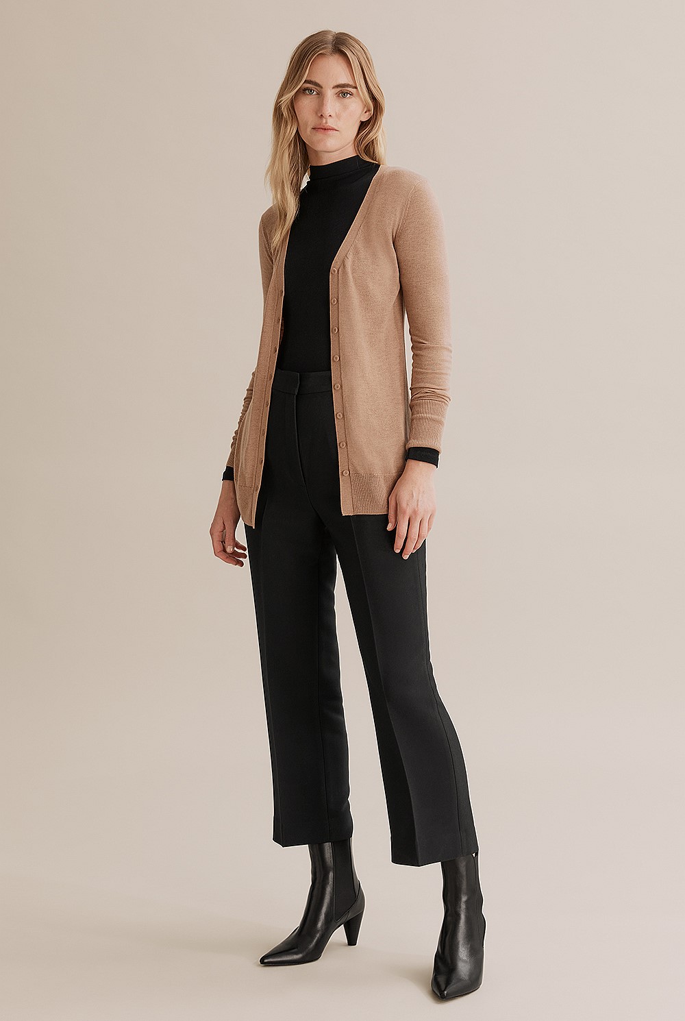 Camel Australian Merino Wool Silk Cardigan - Australian Grown | Country ...