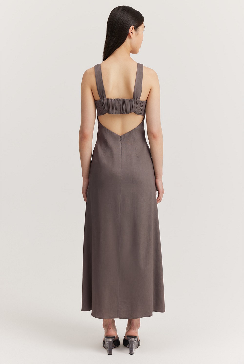 Mushroom Cut-Away Column Dress - Dresses | Country Road