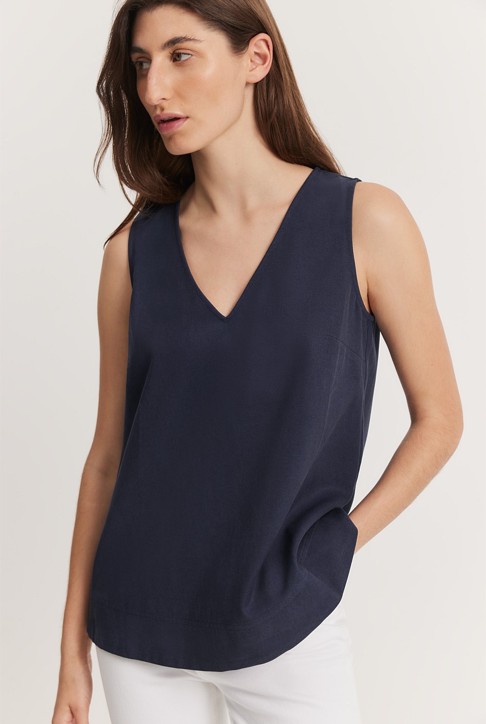 Navy V-Neck Tank - T-Shirts & Tops | Country Road