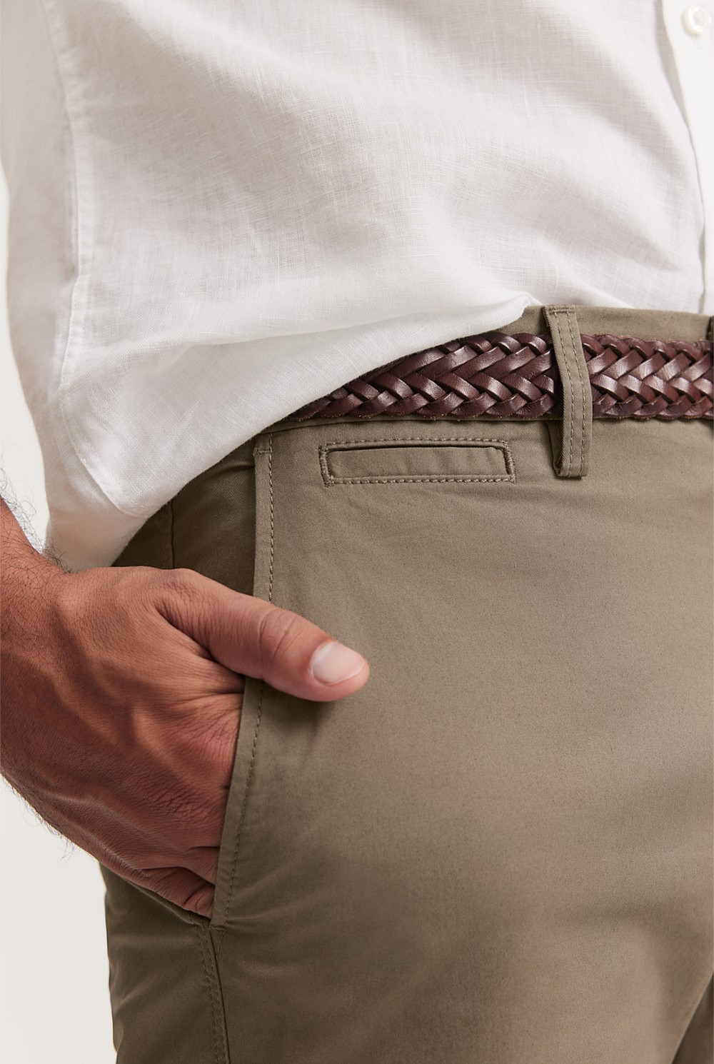 Mushroom Australian Cotton Stretch Chino Short - Australian Grown ...