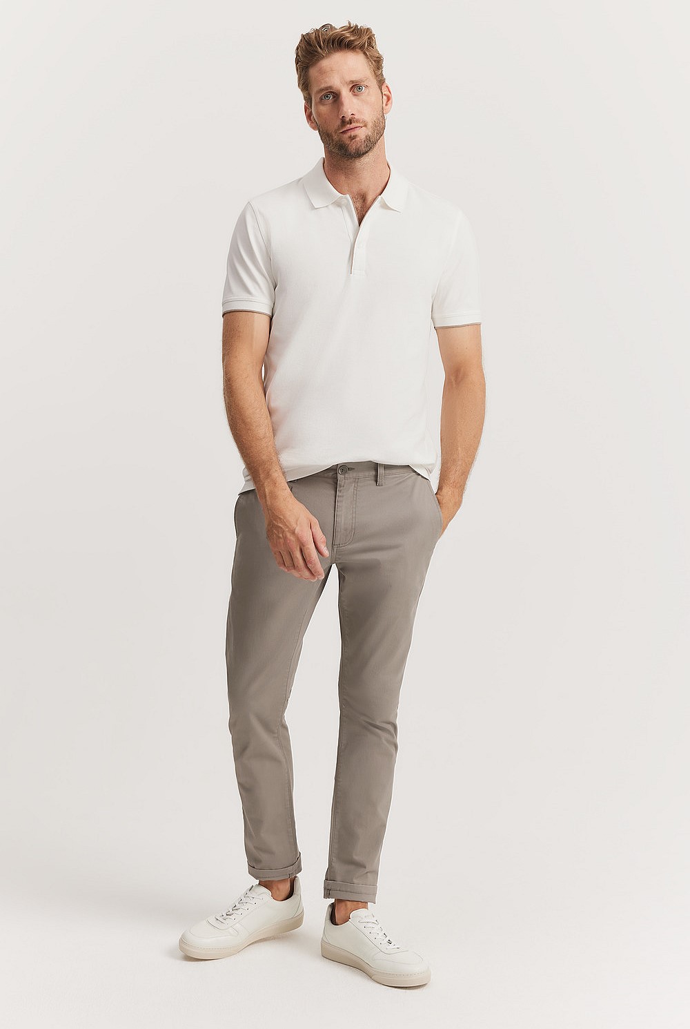 White Slim Stretch Tipped Polo - Event | Country Road