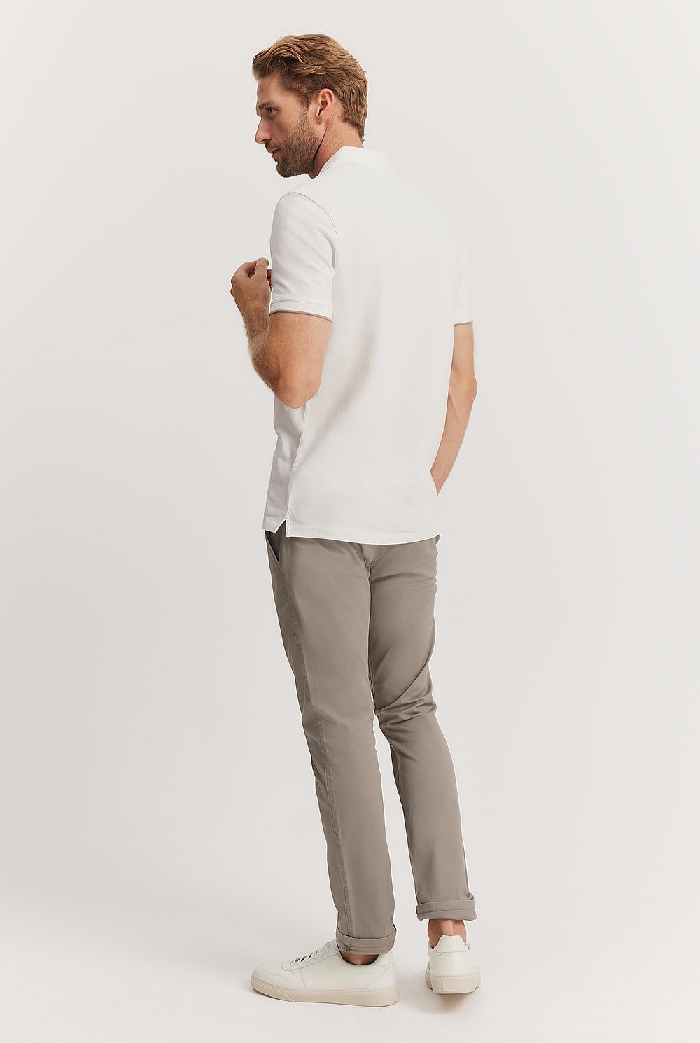 White Slim Stretch Tipped Polo - Event | Country Road