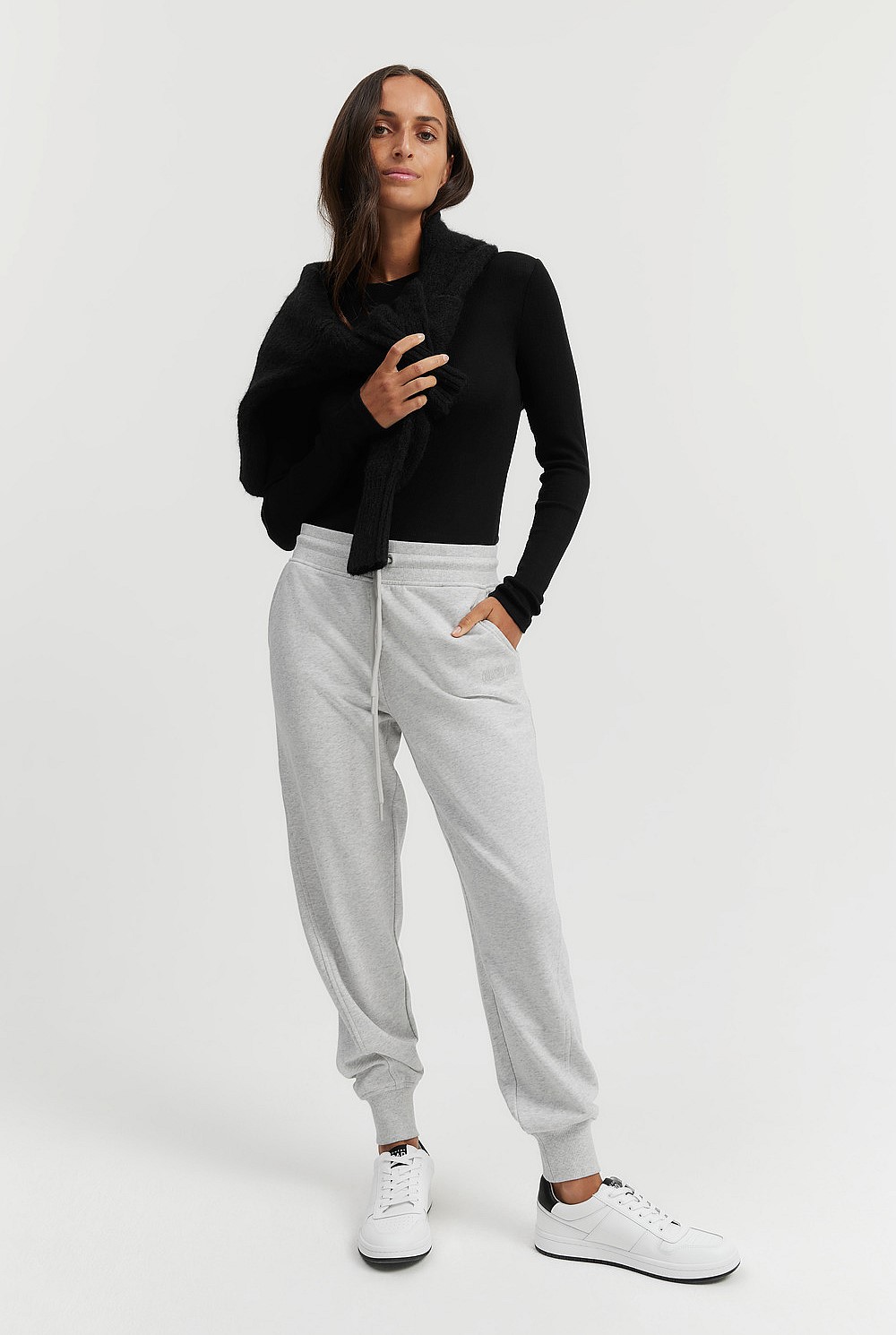 Black Crew Neck Layering Long Sleeve Knit - Natural Fibres | Country Road