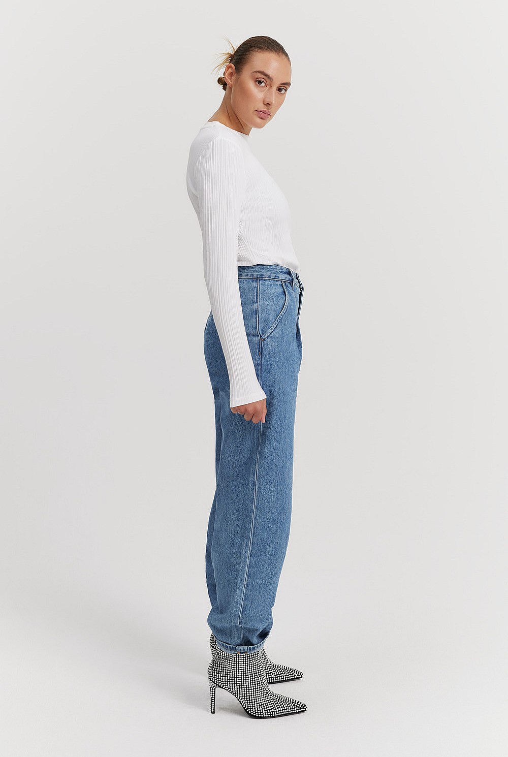 White Long Sleeve Rib Top - T-Shirts & Tops | Country Road