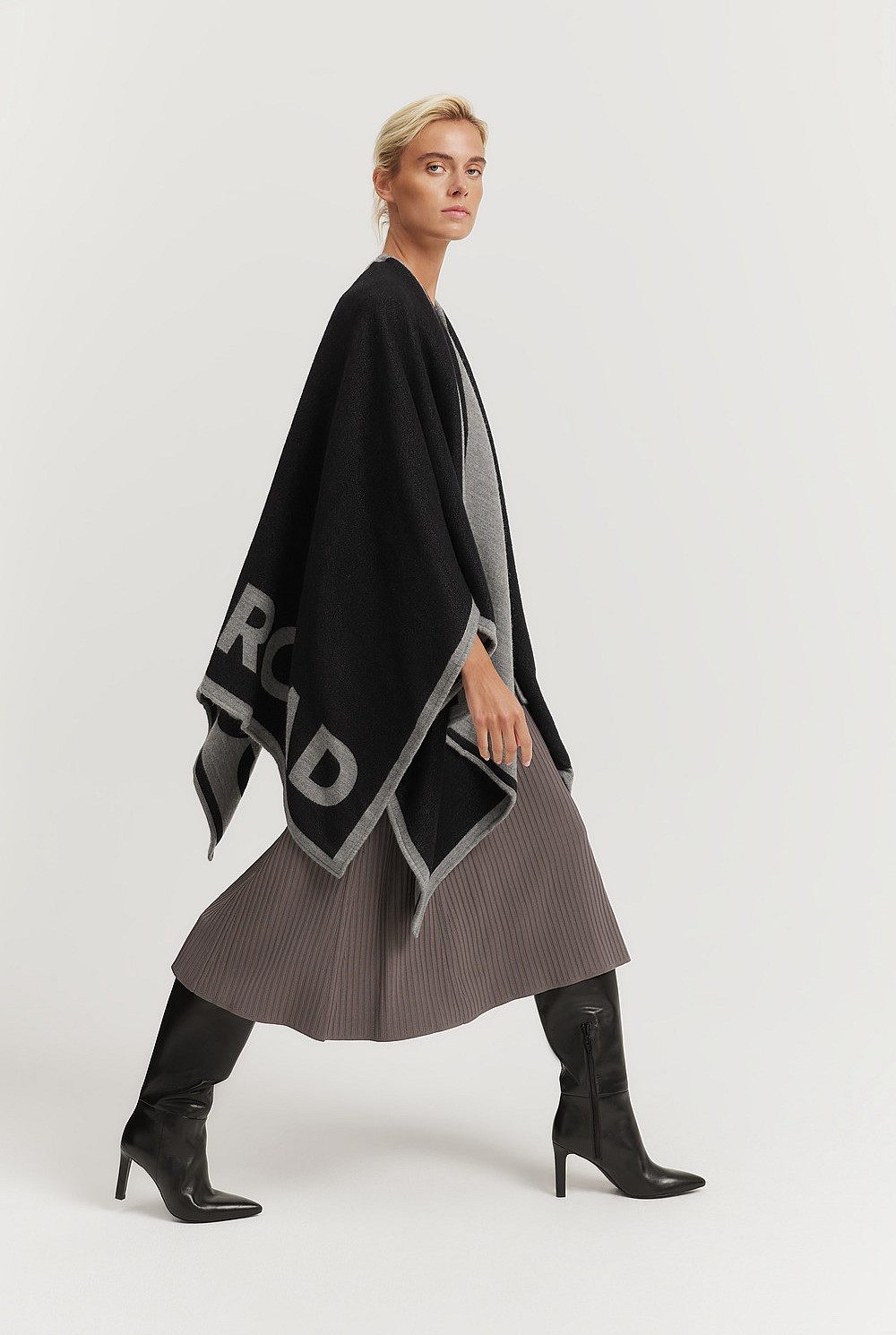Black Branded Logo Poncho - Hats, Scarves & Gloves | Country Road