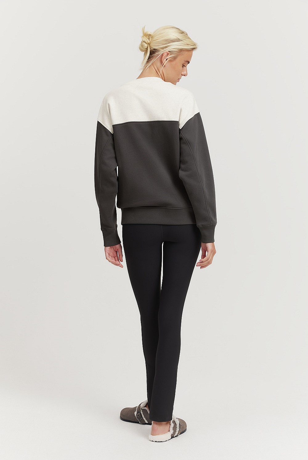 Charcoal Australian Cotton Colour Block Sweat - Natural Fibres ...
