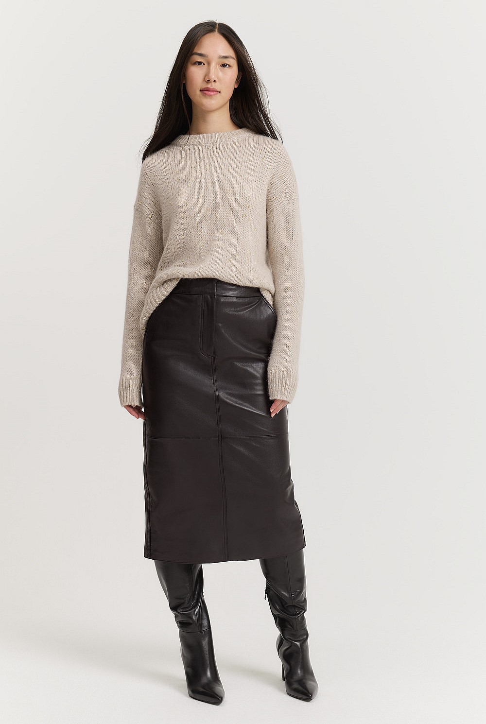 Oatmeal Metallic Knit - Knitwear | Country Road