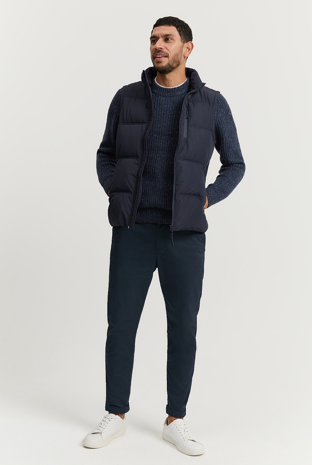 Midnight Blue Merino Nep Crew Knit - Knitwear | Country Road