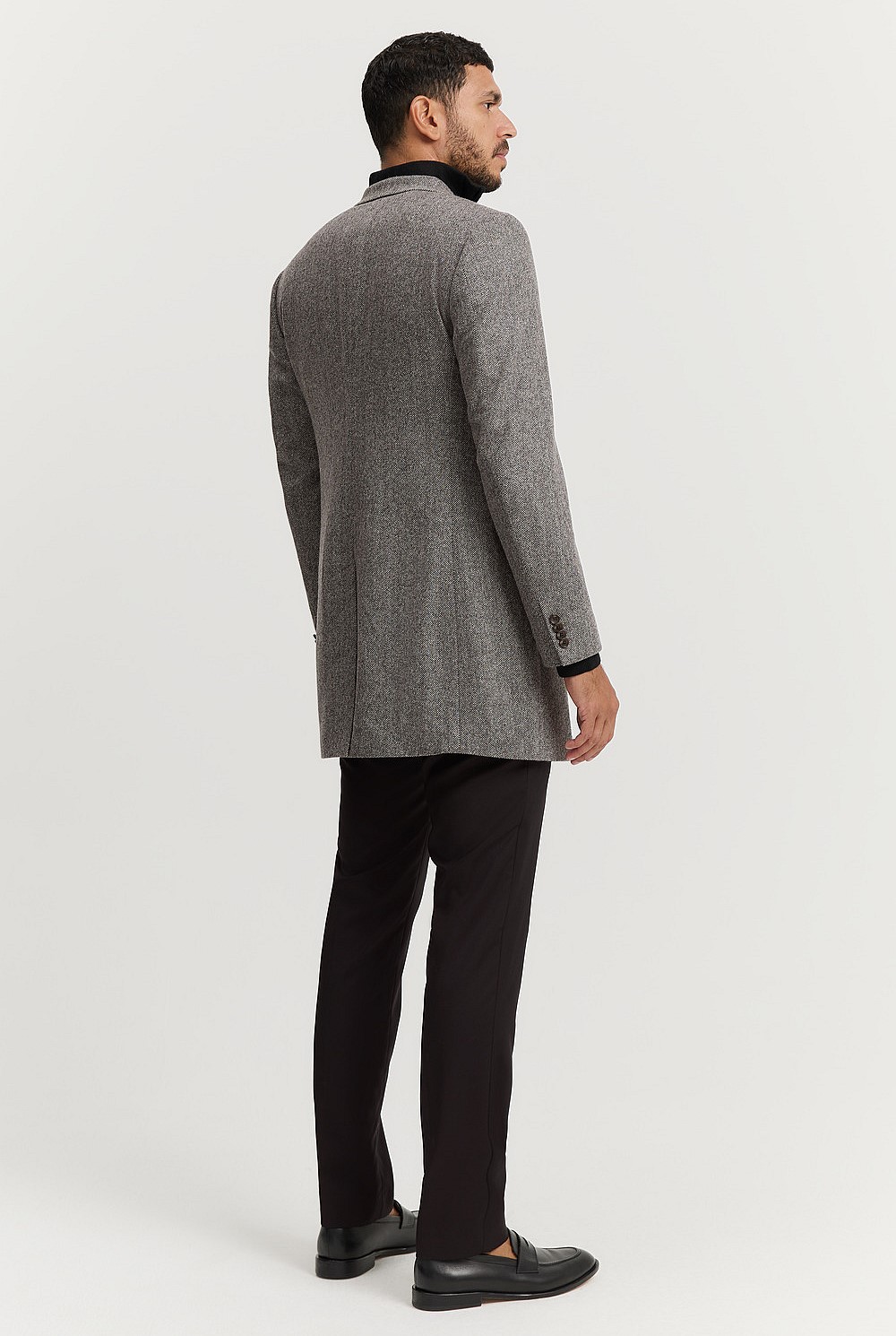 Grey Melange Herringbone Tweed Crombie - The Office Edit | Country Road
