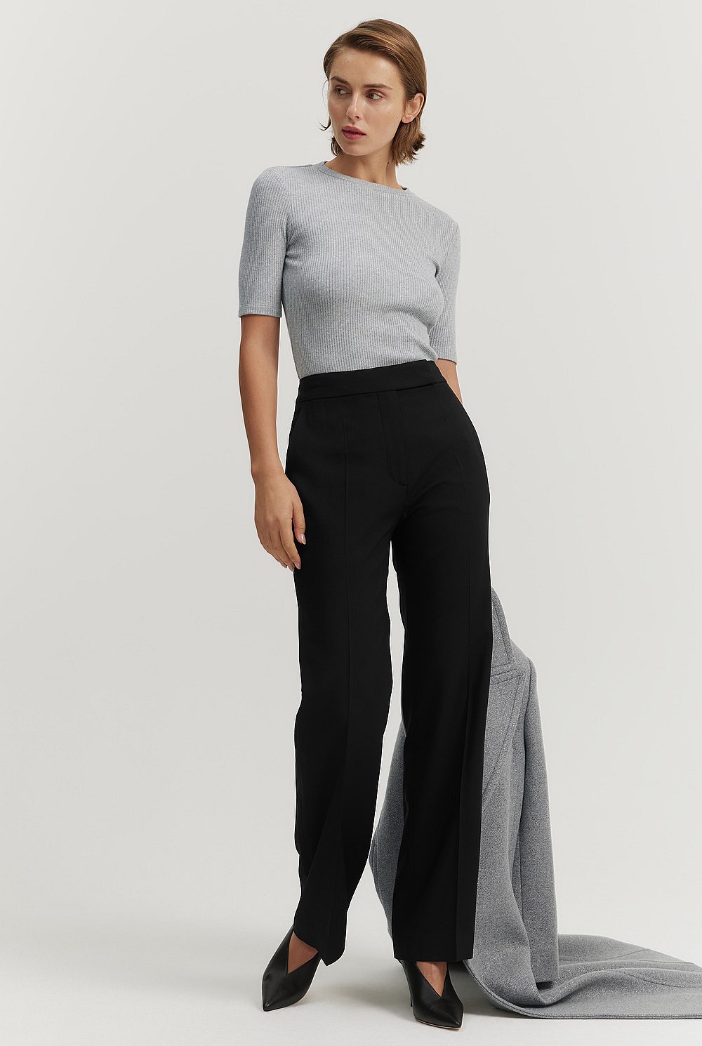 Grey Marle Metallic Rib Top - T-Shirts & Tops | Country Road