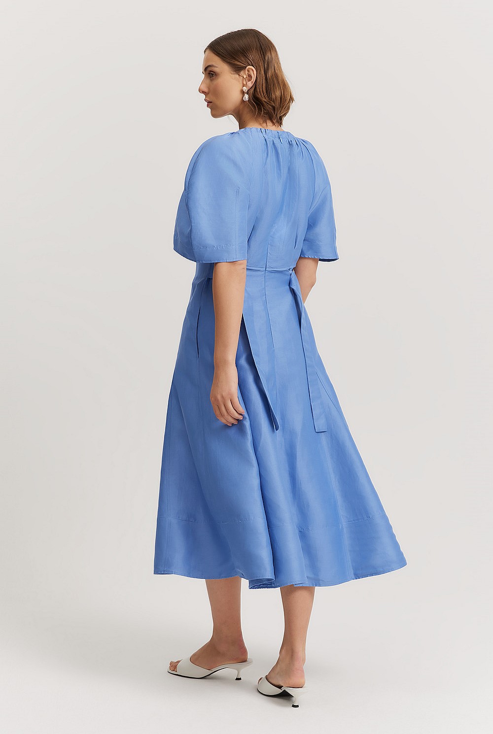 Cornflower Gathered Neckline Midi Dress - Dresses | Country Road