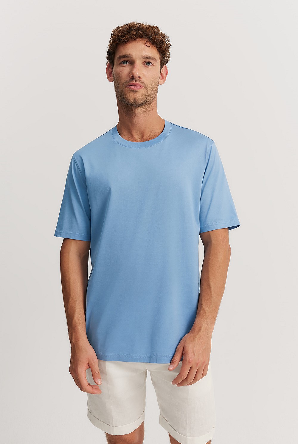 Riviera Blue Mercerised T-Shirt - Knitwear | Country Road