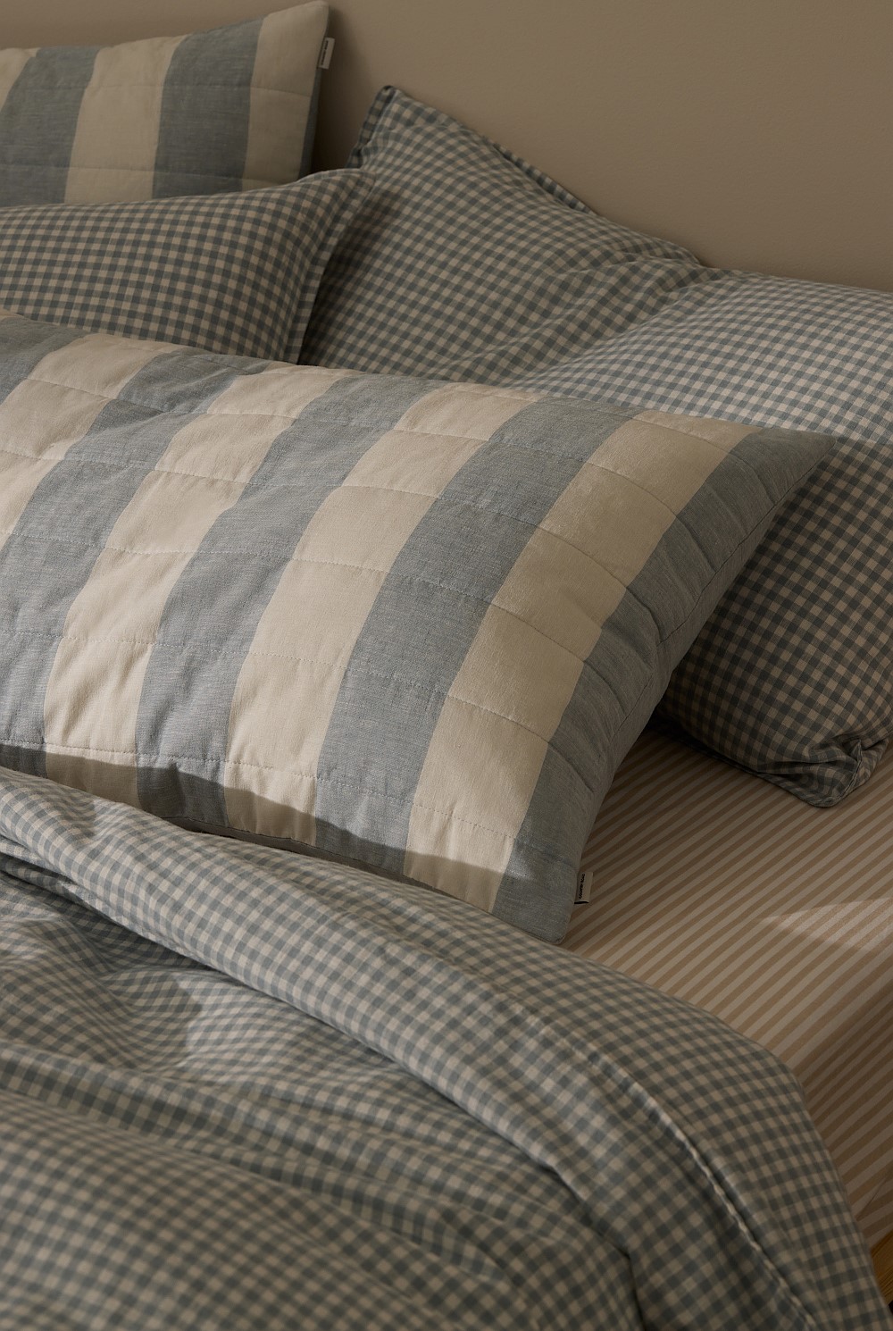 Mineral Blue Lewis Quilted Pillowcase Pair - Natural Fibres | Country Road