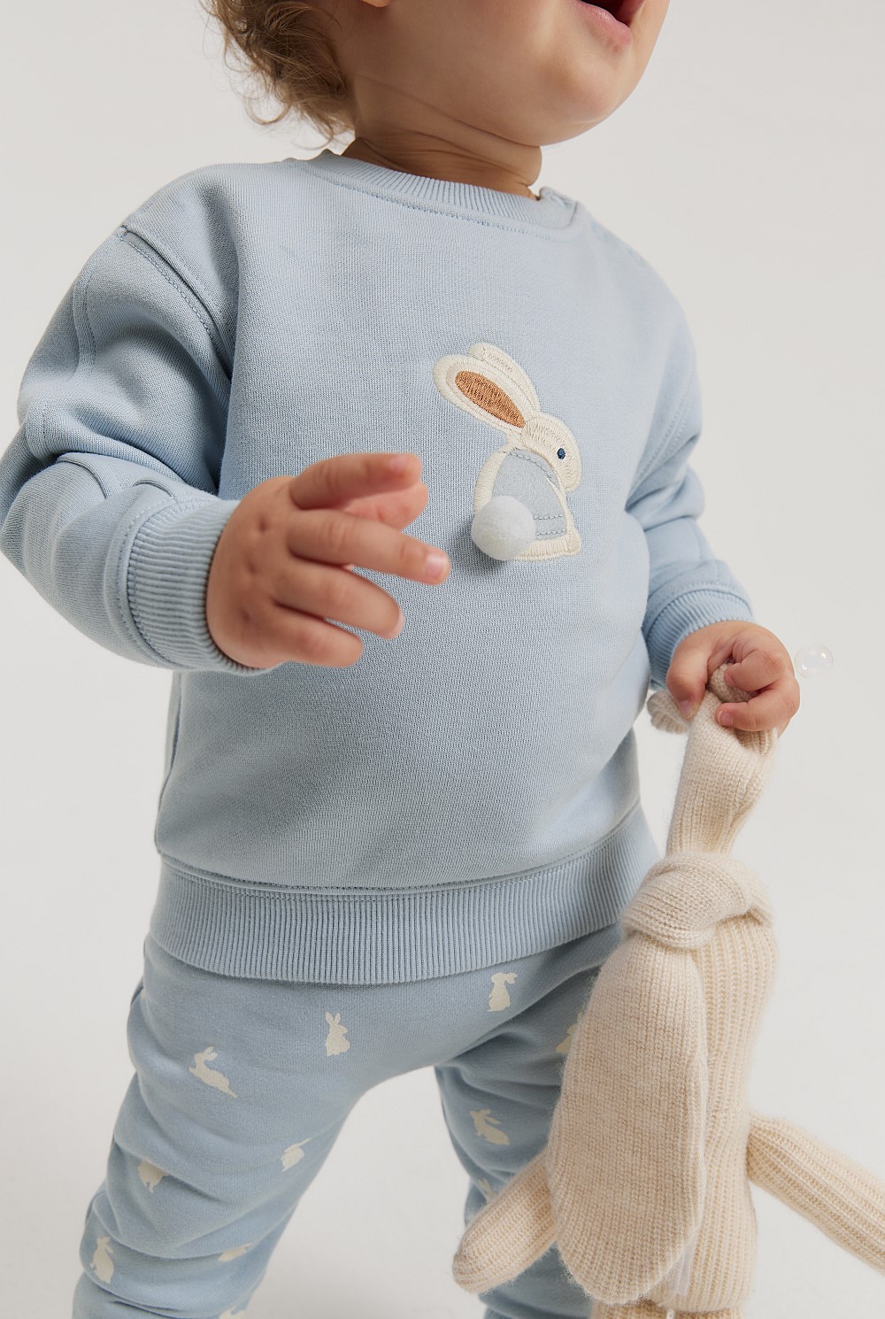 Washed Blue Organically Grown Cotton Bunny Sweat - Sweats | Country Road