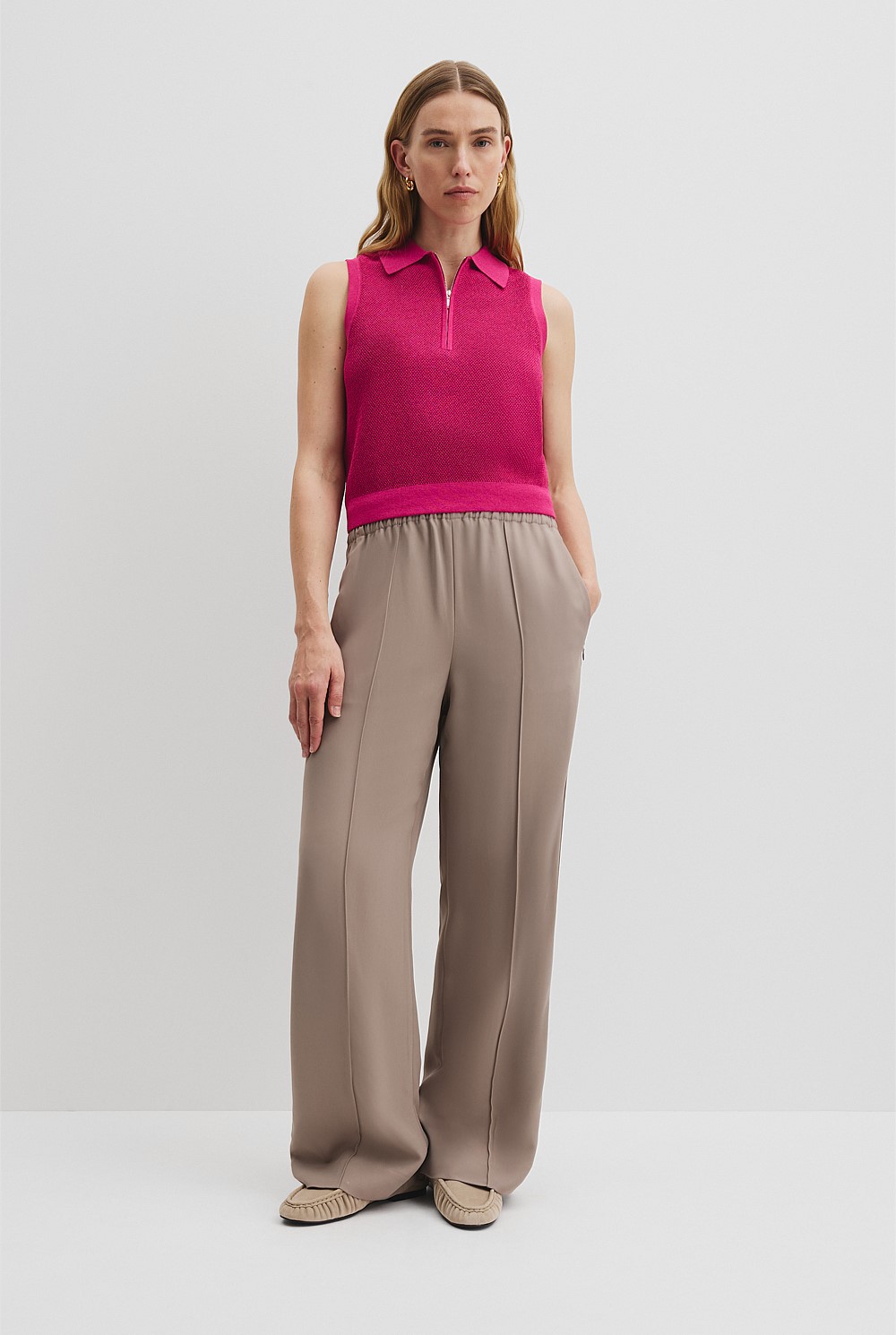 Raspberry Fine Mesh Knit Tank - Knitwear | Country Road