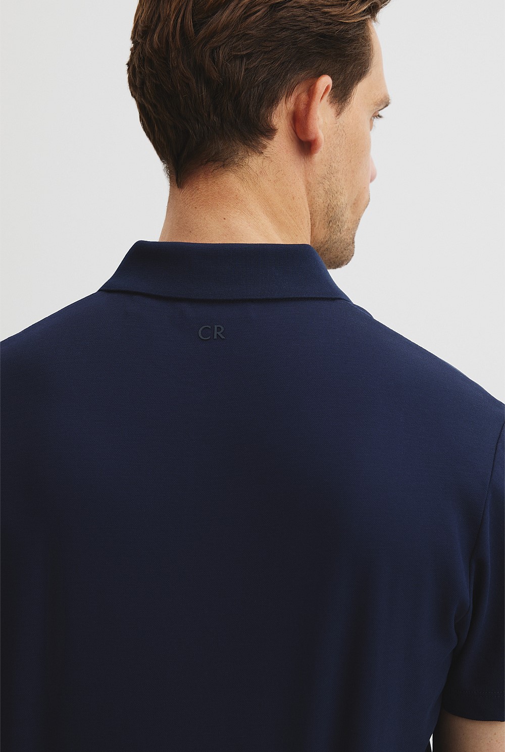 Navy Embroidered Pique Button Polo - Work | Country Road