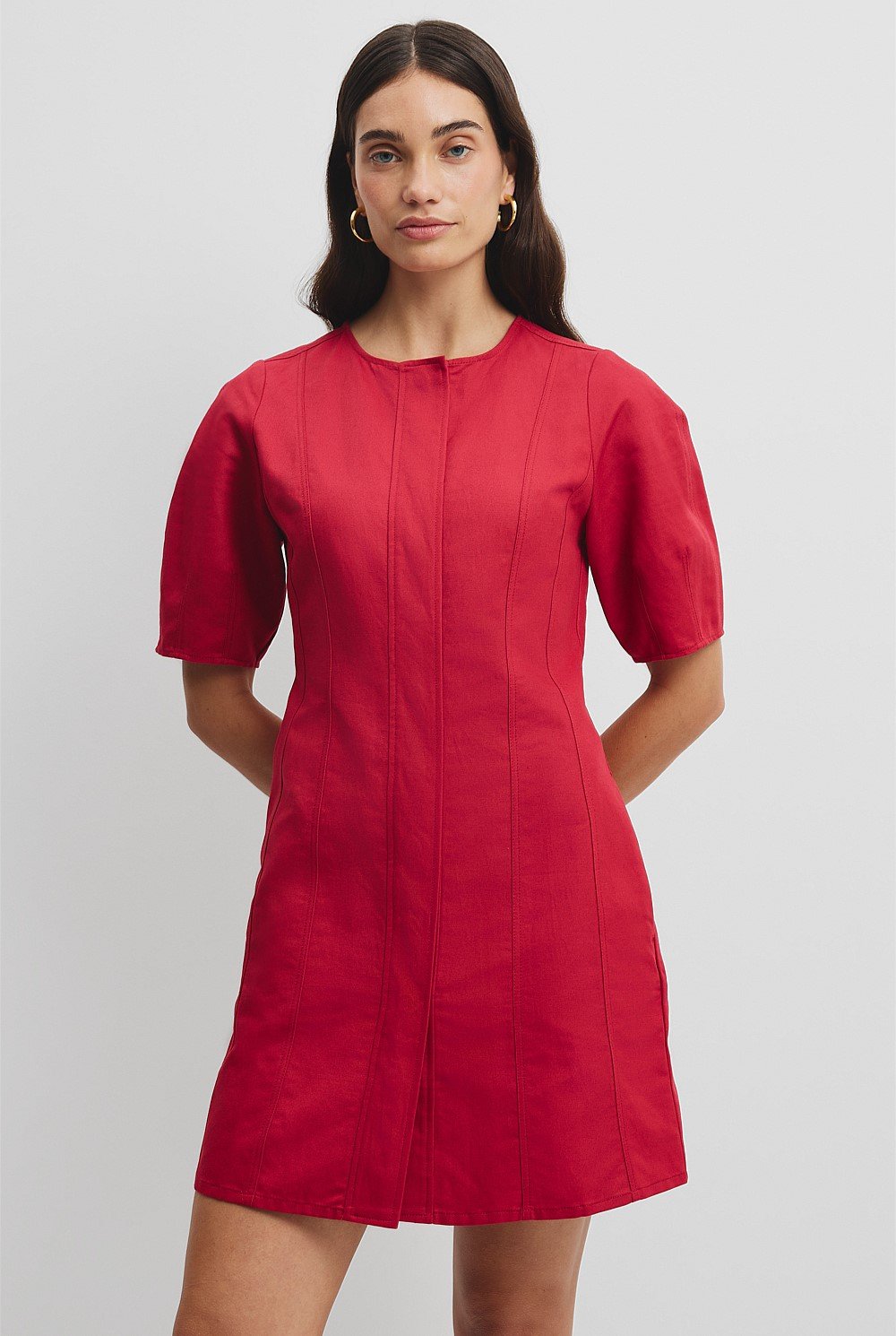 Garnet Australian Cotton Blend Panelled Mini Dress - Event | Country Road