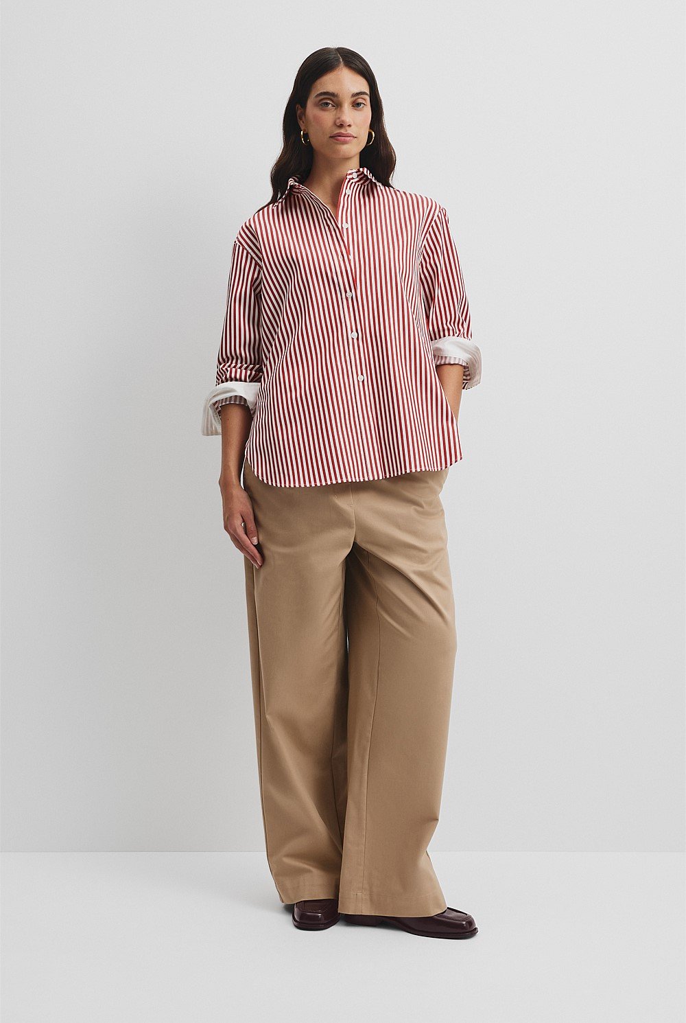 Garnet Stripe Australian Cotton Classic Stripe Shirt - Work | Country Road