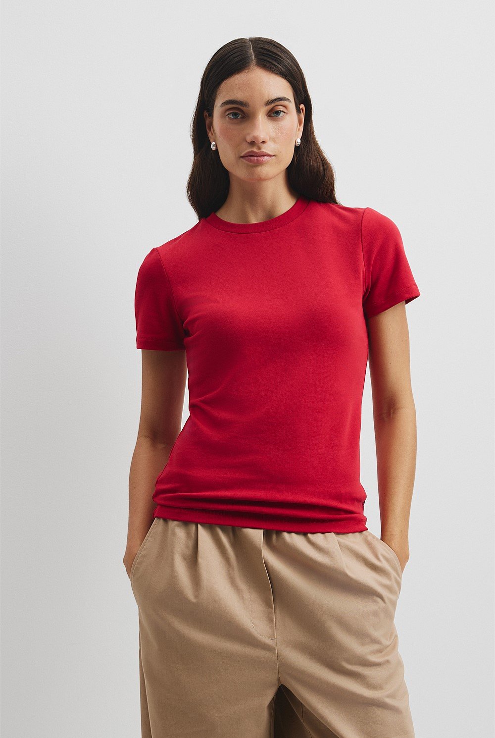 Garnet Australian Cotton Blend Fitted T-Shirt - T-Shirts & Tops ...