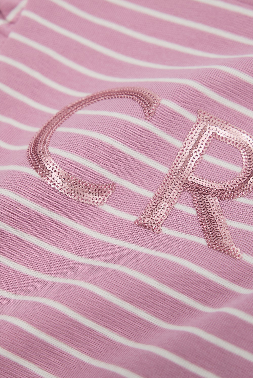 Berry Stripe Long Sleeve Logo Frill T-Shirt - T-Shirts | Country Road