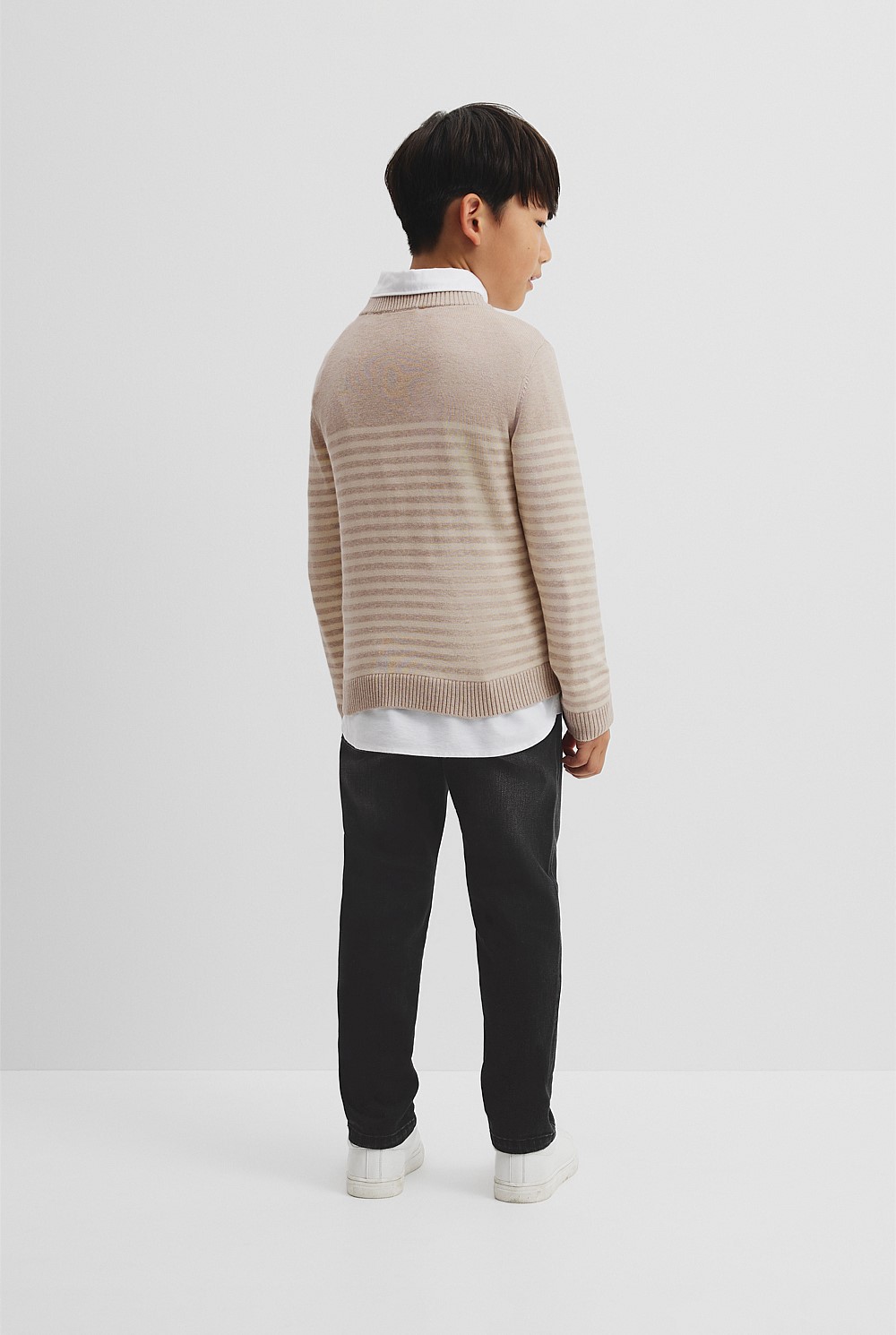Stone Marle Stripe Country Road Logo Knit - Knitwear | Country Road
