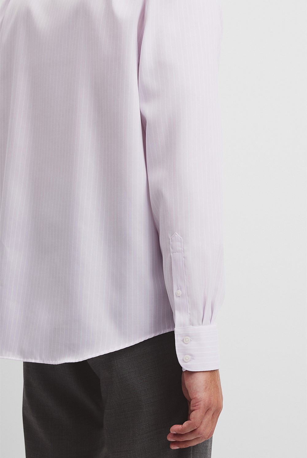 Soft Lilac Regular Fit Pinstripe Travel Shirt - Work | Country Road