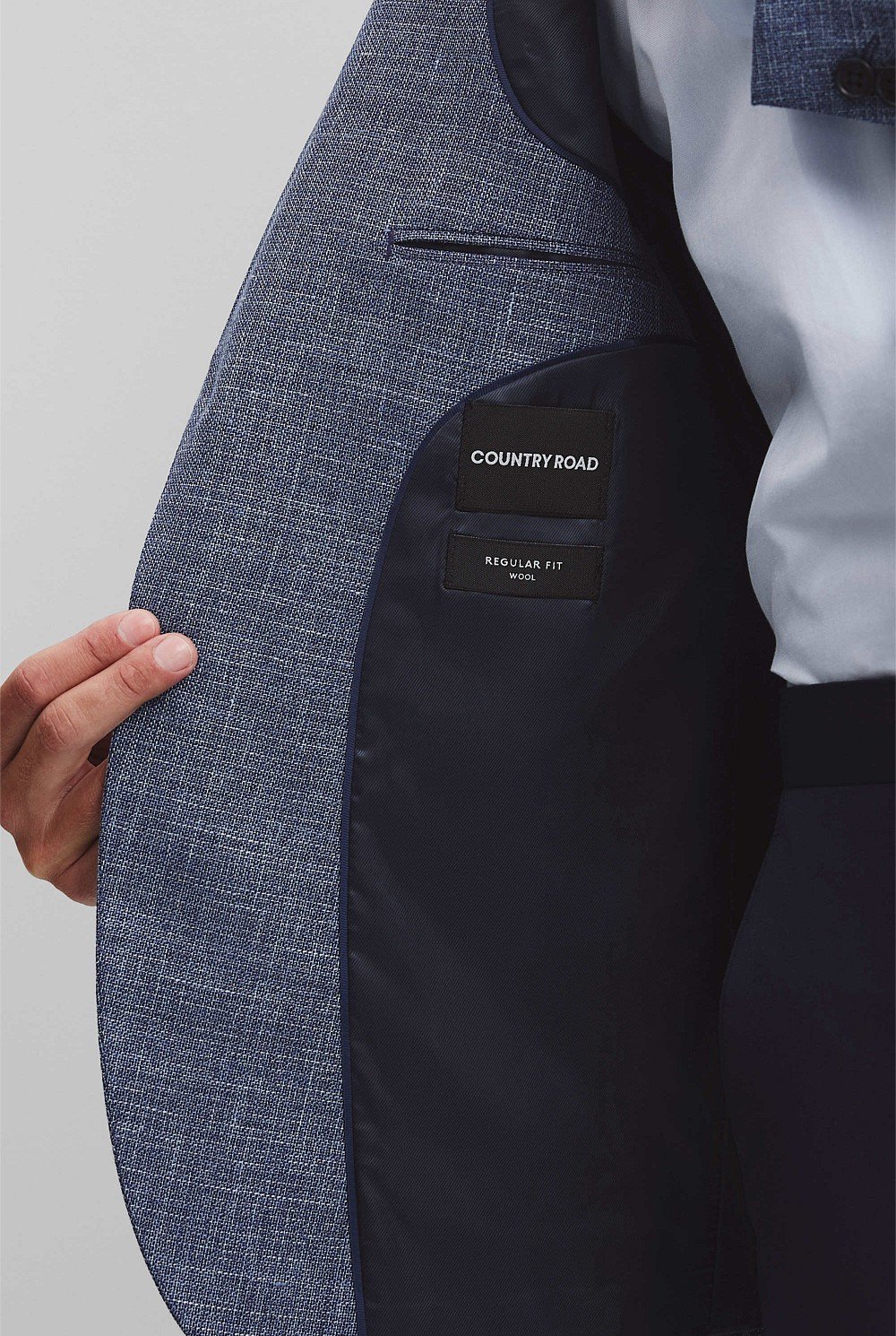 Navy Regular Wool Blend Houndstooth Jacket - Work | Country Road