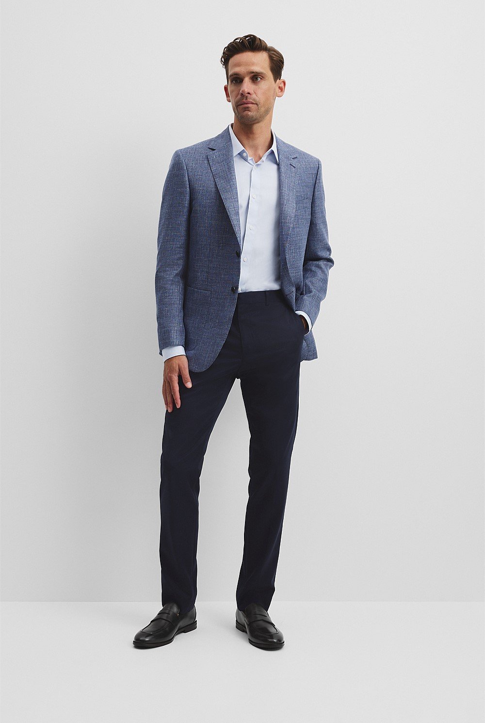 Navy Regular Wool Blend Houndstooth Jacket - Work | Country Road