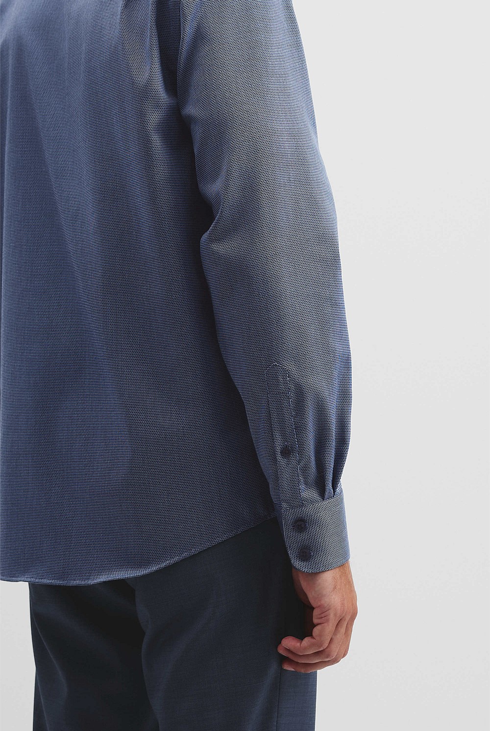 Navy Regular Fit Dobby Travel Shirt - Work | Country Road