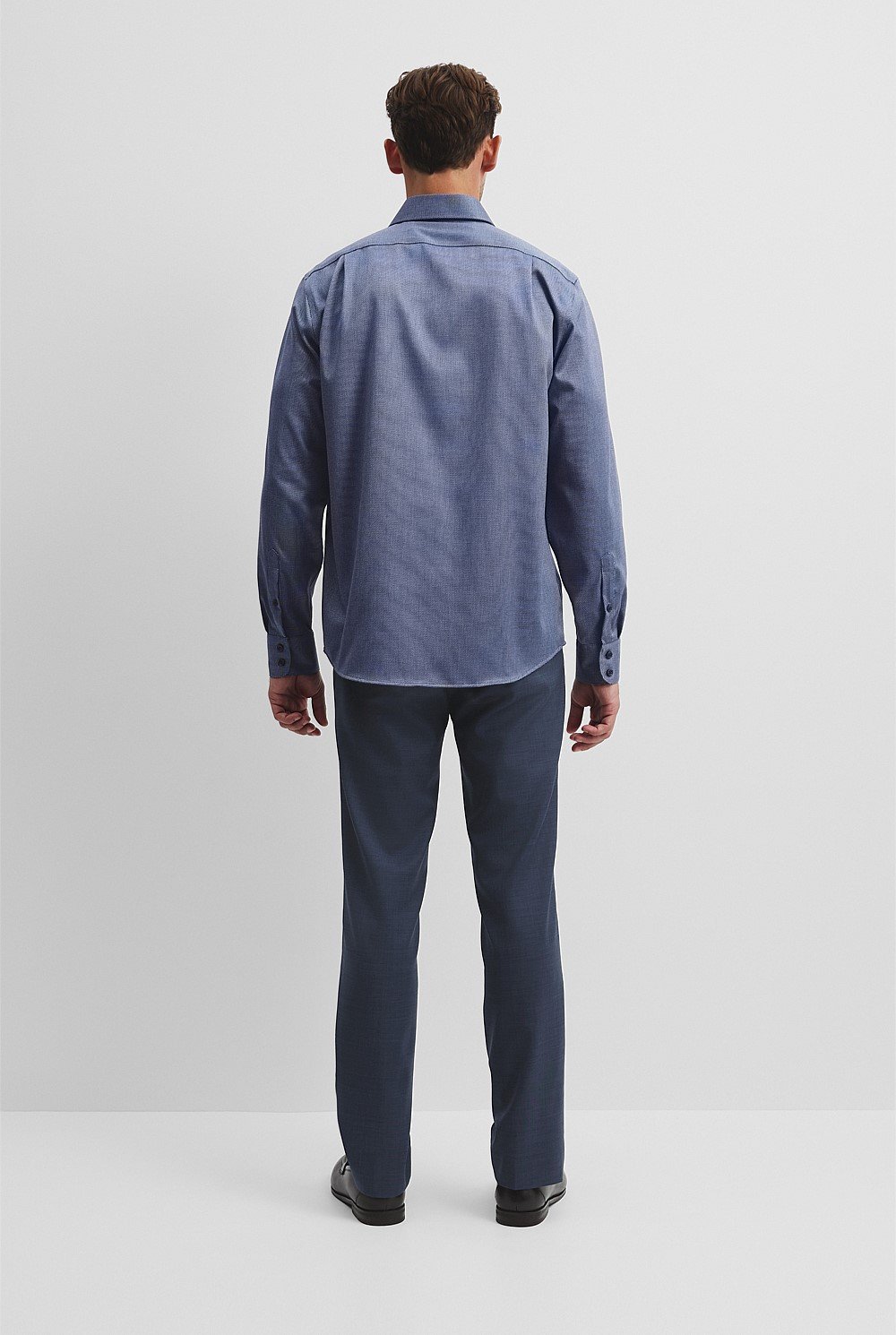 Navy Regular Fit Dobby Travel Shirt - Work | Country Road