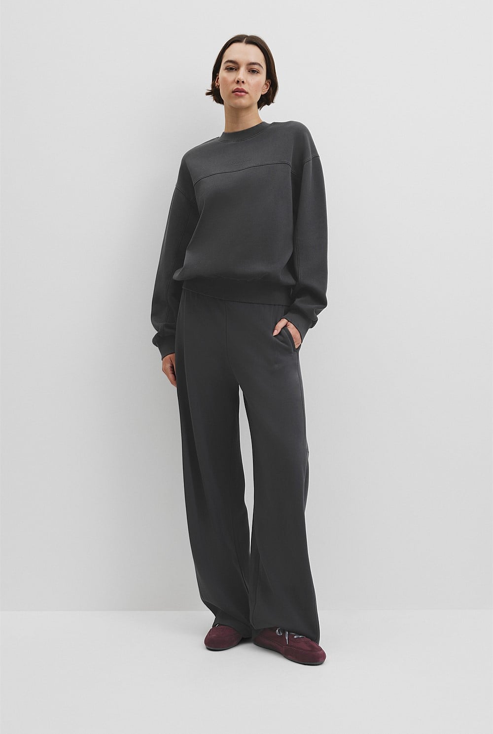 Dark Charcoal Barrel Leg Track Pant - Pants | Country Road
