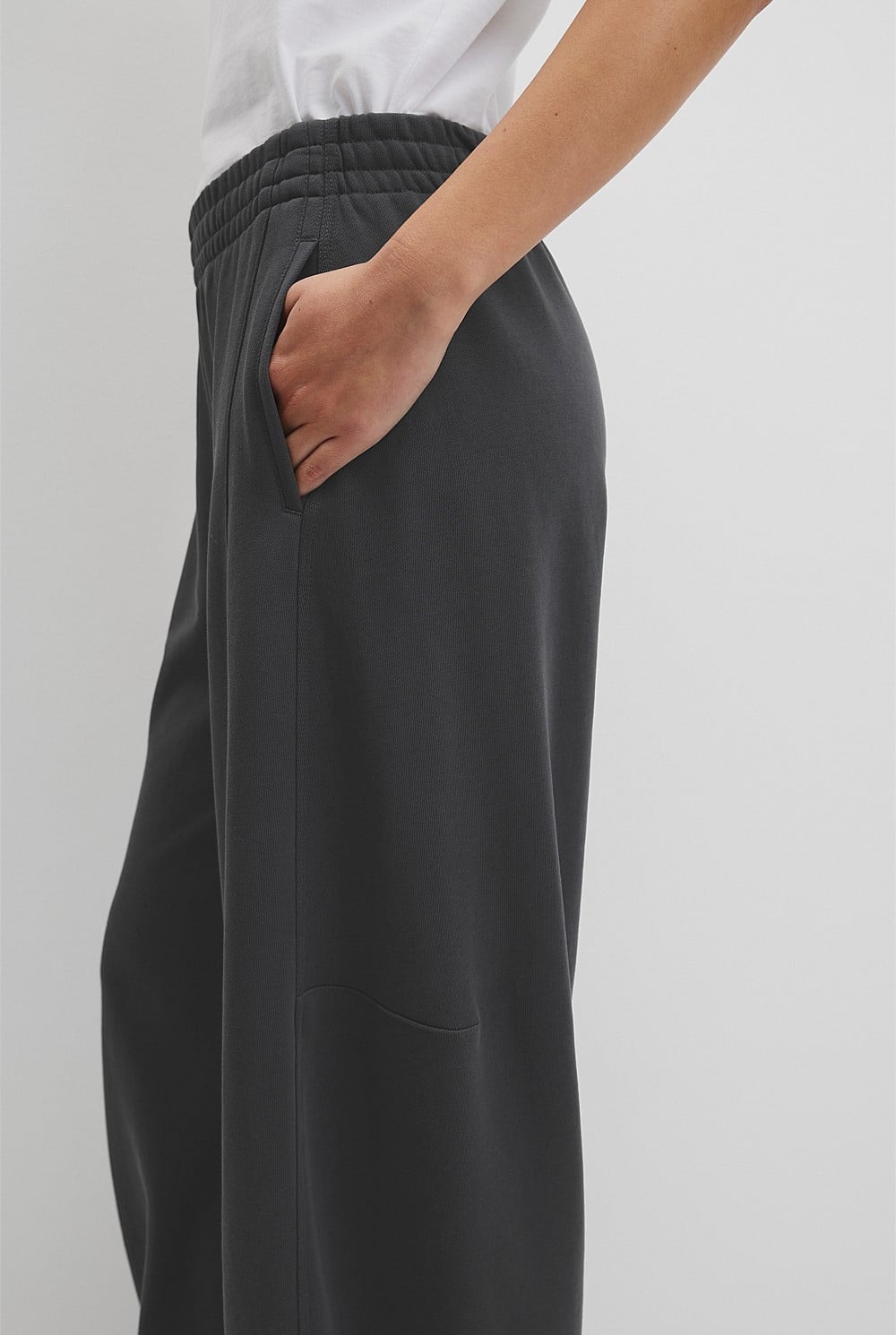 Dark Charcoal Barrel Leg Track Pant - Pants | Country Road