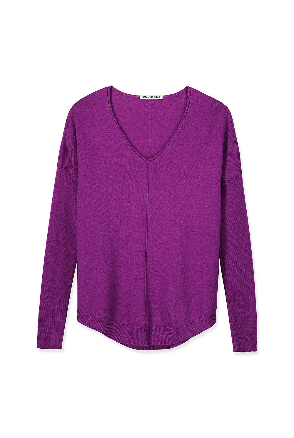 Purple Traceable Wool V-Neck Knit - Knitwear | Country Road
