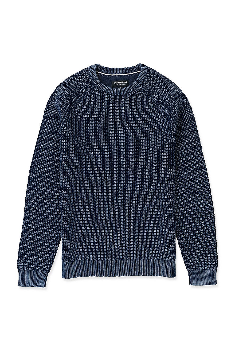Indigo Waffle Knit Crew - Knitwear | Country Road