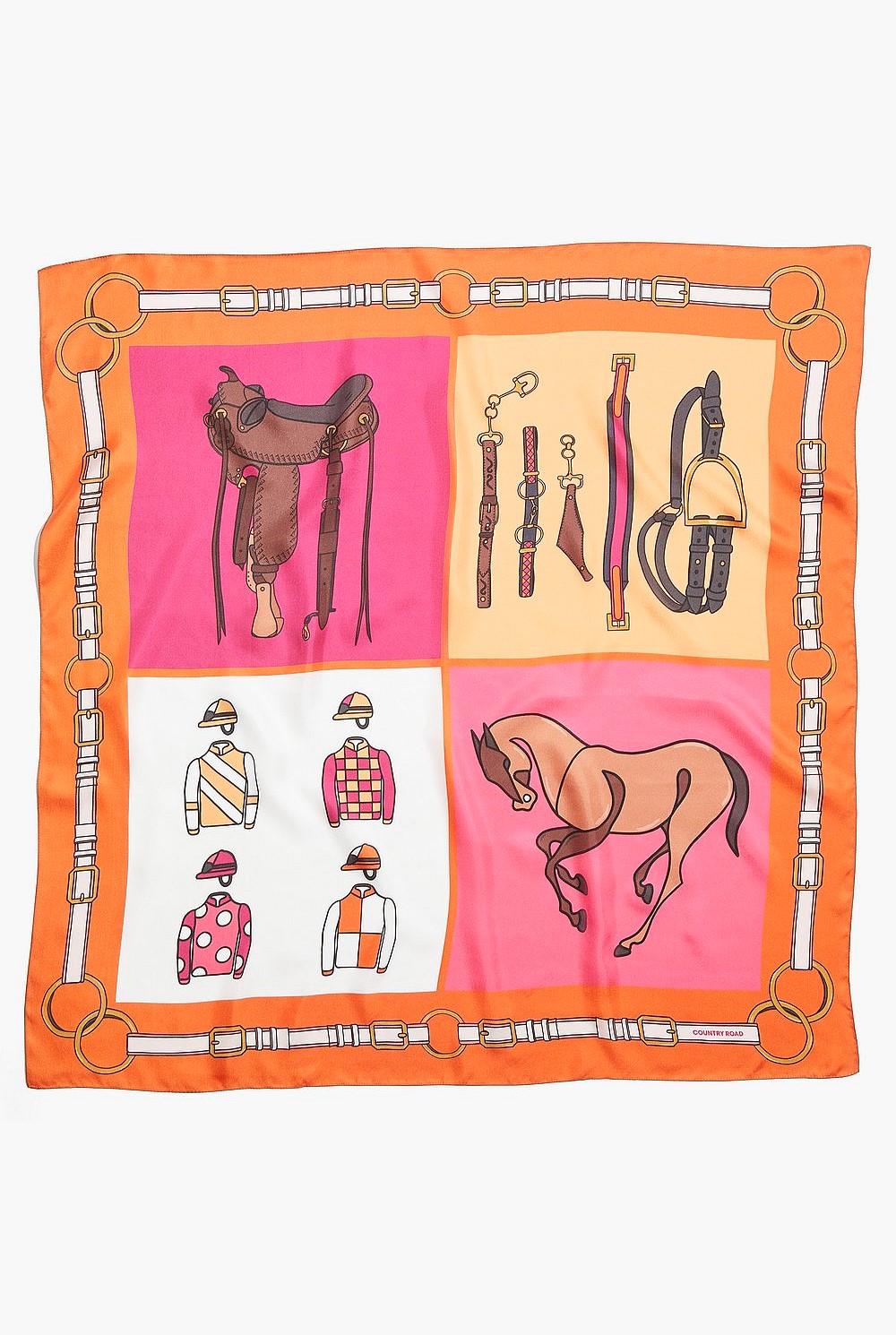 Multicolour Large Silk Equestrian Scarf - Hats, Scarves & Gloves ...