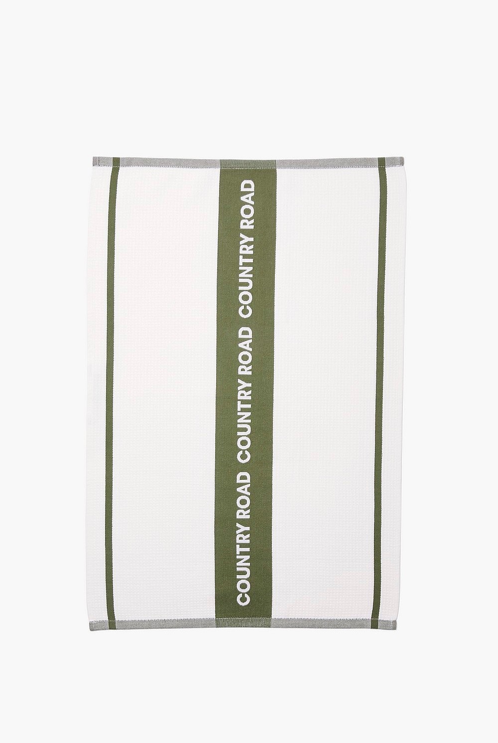 Moss Green Australian Cotton CR Logo Tea Towel - Tea Towels | Country Road