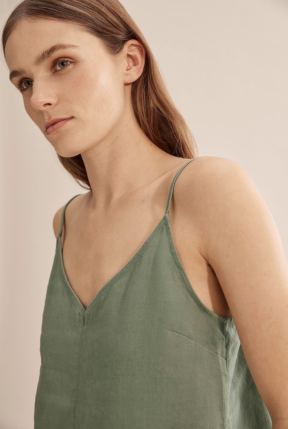 Khaki Linen Cami - Shirts | Country Road