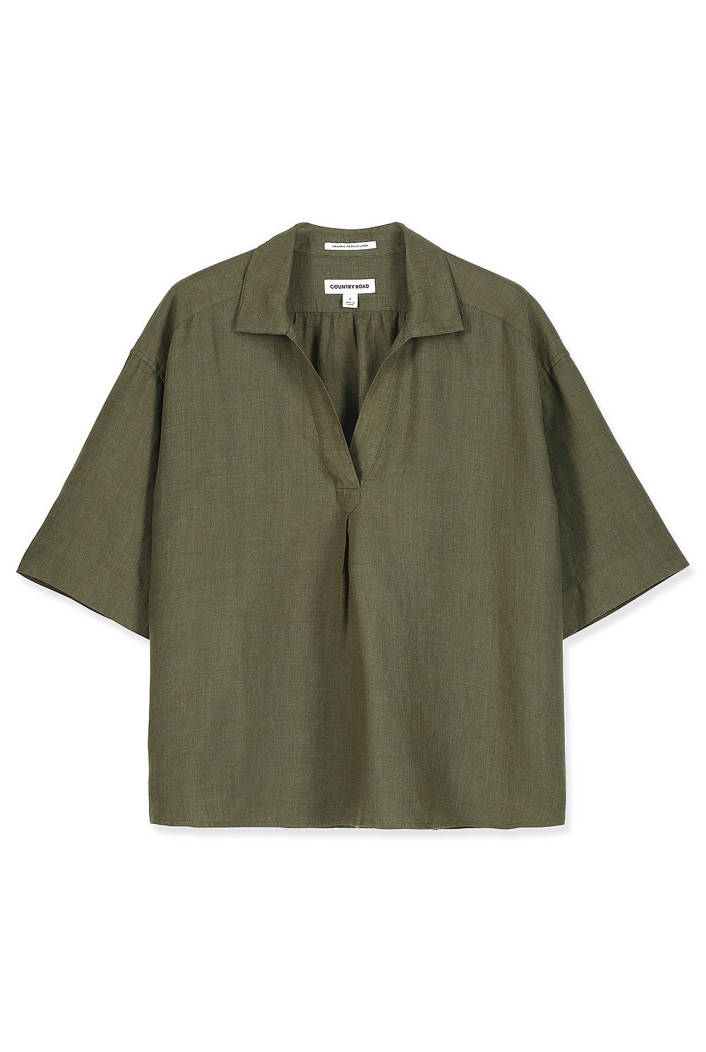 Fern Organically Grown Linen Popover - Shirts | Country Road