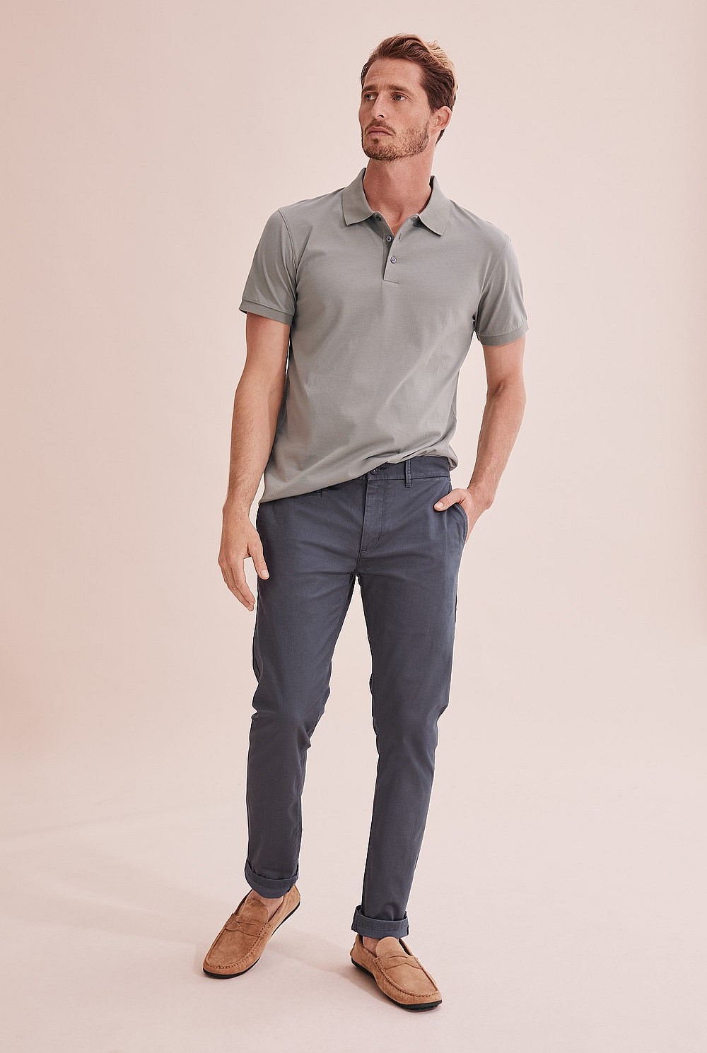 Slate Australian Cotton Slim Fit Stretch Chino - Chinos | Country Road
