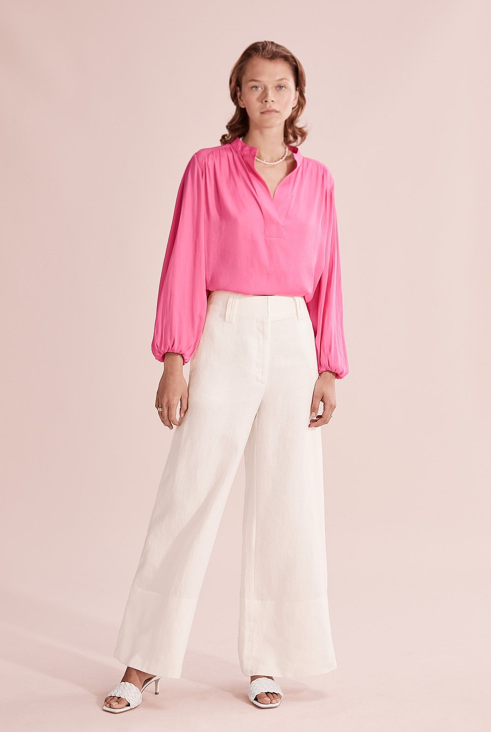 Pop Pink Recycled Polyester Popover Blouse - Shirts | Country Road