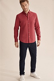 Brick Red Regular Fit Twill Shirt - Casual Shirts | Country Road