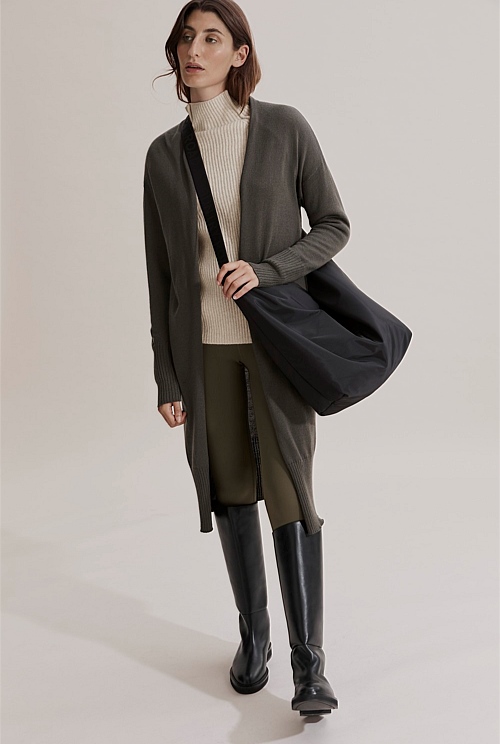 Deep Khaki Verified Australian Merino Wool Cardigan - Knitwear ...