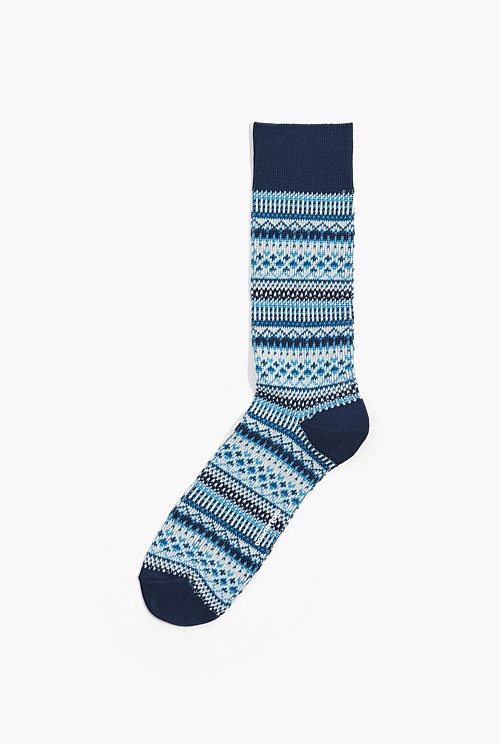 Navy Fairisle Sock - Socks | Country Road