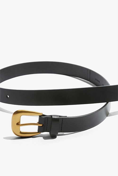 Black Long Leather Belt - Belts | Country Road
