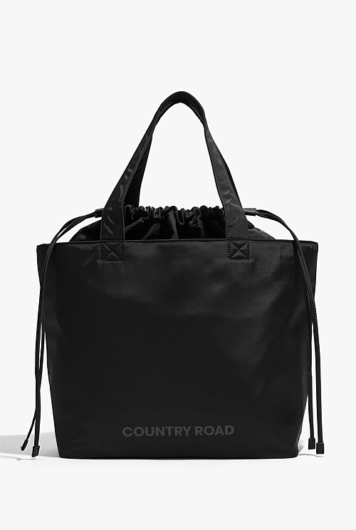 Black Recycled Polyester Drawstring Tote - Bags | Country Road