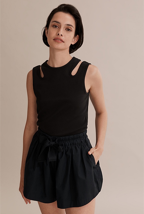 Black Cut Out Shoulder Tank - T-Shirts & Tops | Country Road