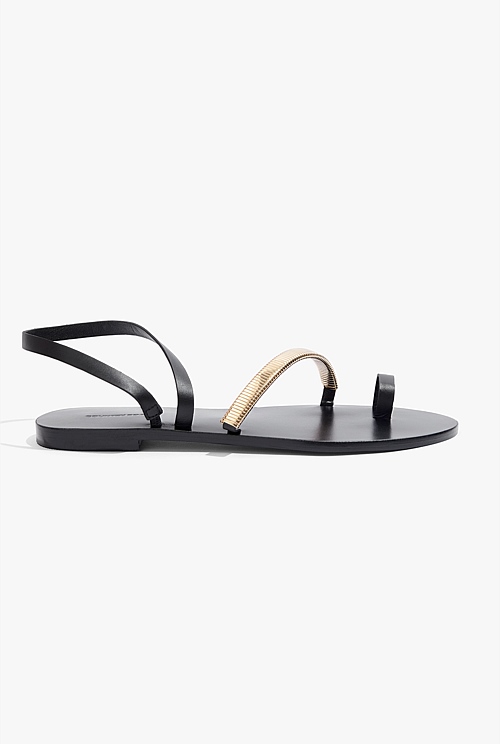 Black Leather Luella Sandal - Sandals & Thongs | Country Road