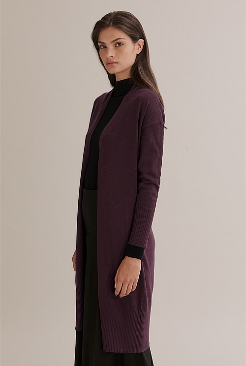 Plum Verified Australian Merino Wool Cardigan - Supporting Animal ...