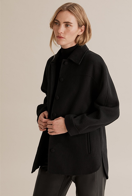 Black Wool Shacket - Jackets & Coats | Country Road